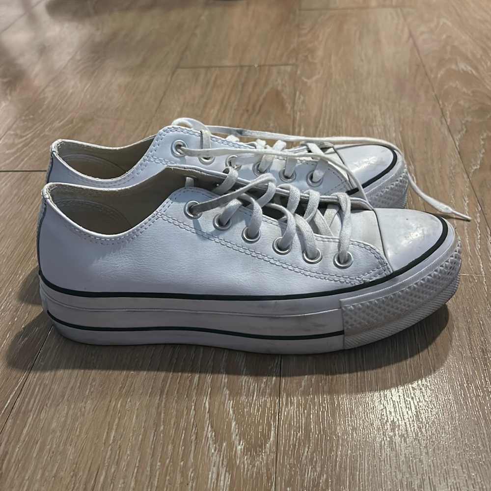 White Platform Leather Converse Sneakers - Gem
